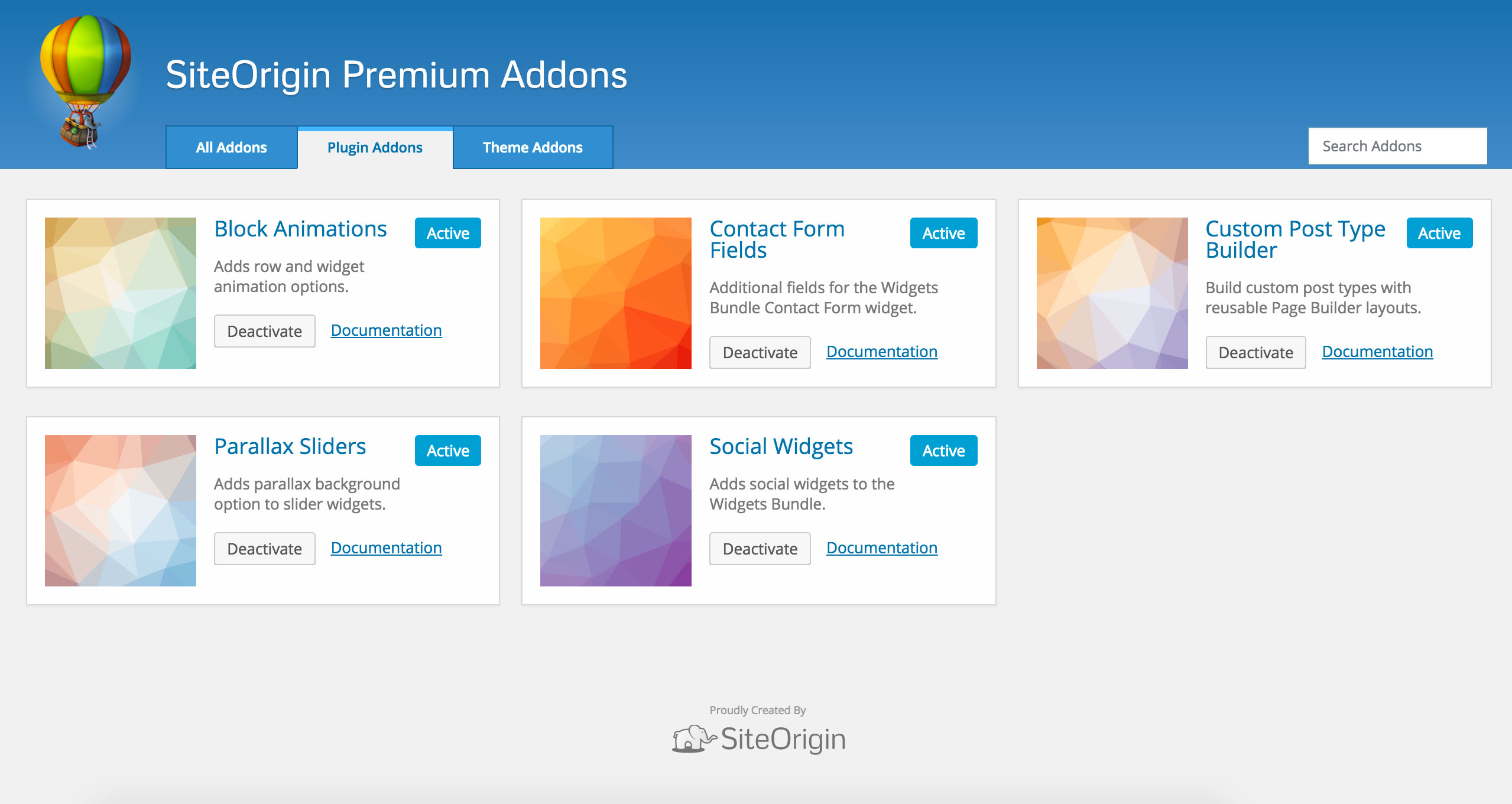 Plugin Addons - SiteOrigin