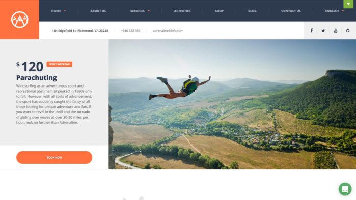 Adrenaline, a niche, adventure WordPress theme by ProteusThemes