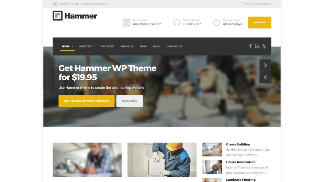 Professional, niche, construction WordPress theme by ProteusThemes