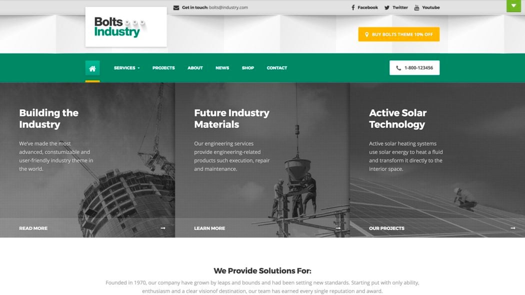 Professional, niche, construction WordPress theme by ProteusThemes