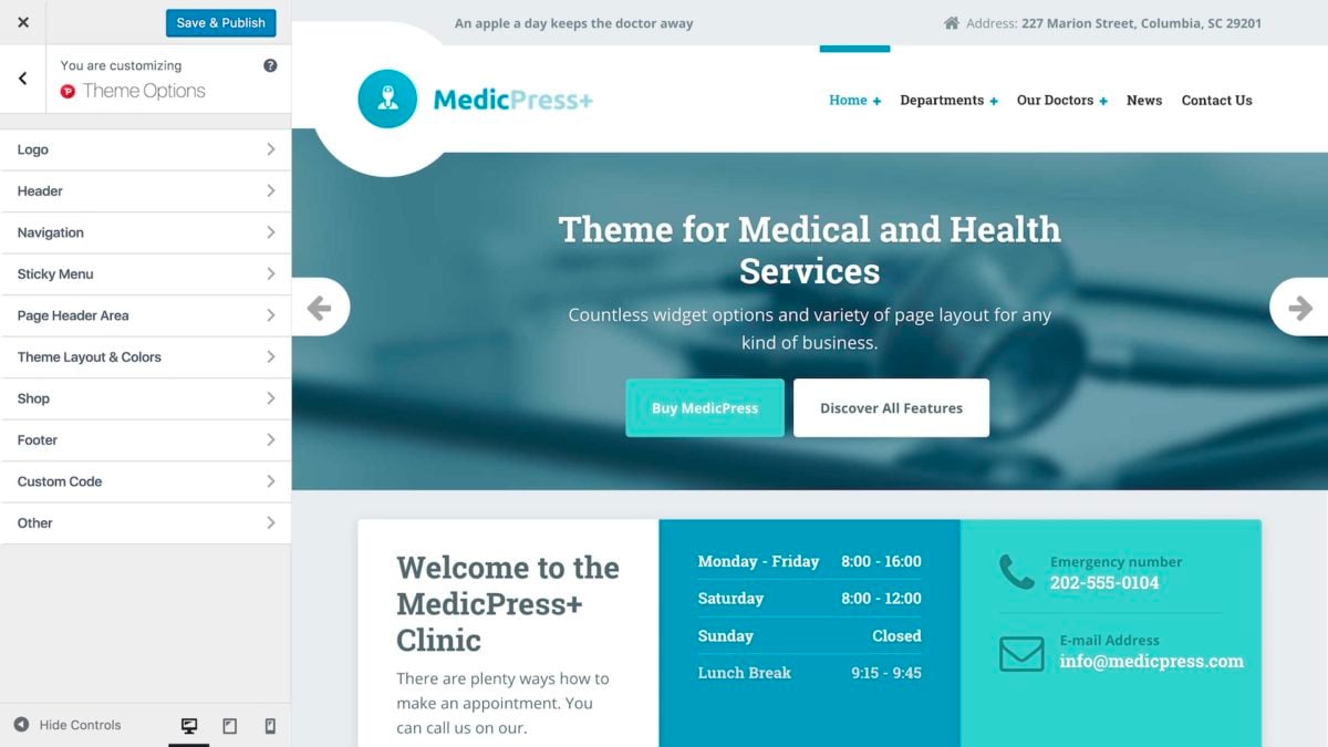 MedicPress, a niche medical WordPress theme from ProteusThemes