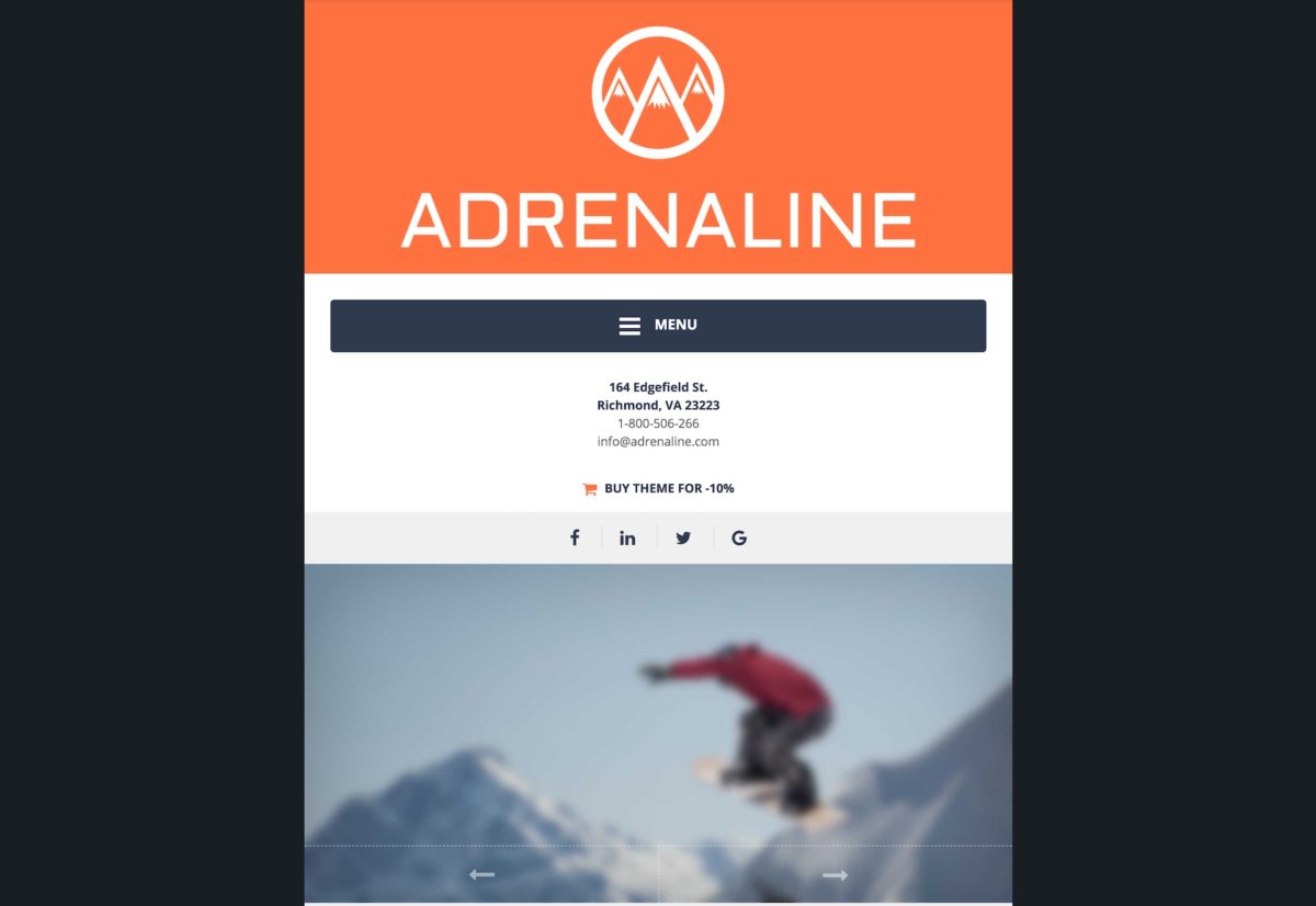 Adrenaline, a niche, adventure WordPress theme by ProteusThemes