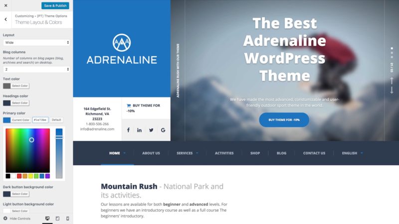 Adrenaline, a niche, adventure WordPress theme by ProteusThemes