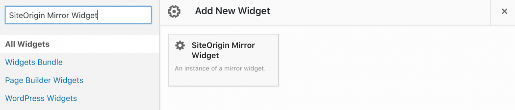 Mirror Widgets - SiteOrigin