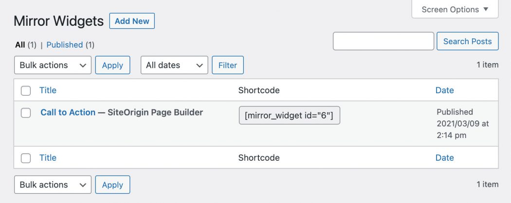 Mirror Widgets - SiteOrigin