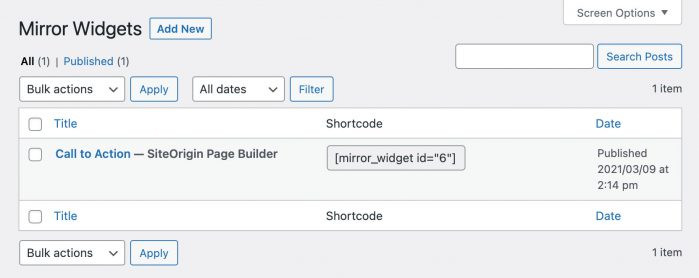 Mirror Widgets - SiteOrigin