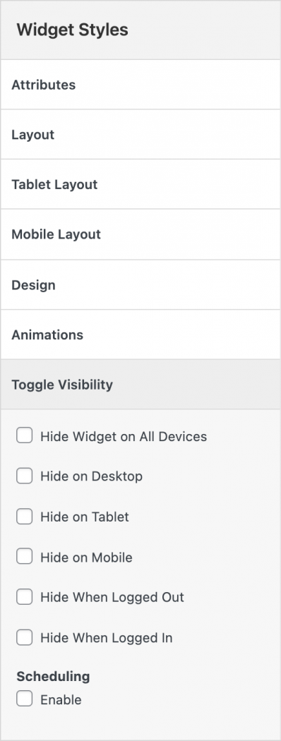 Toggle Visibility - SiteOrigin