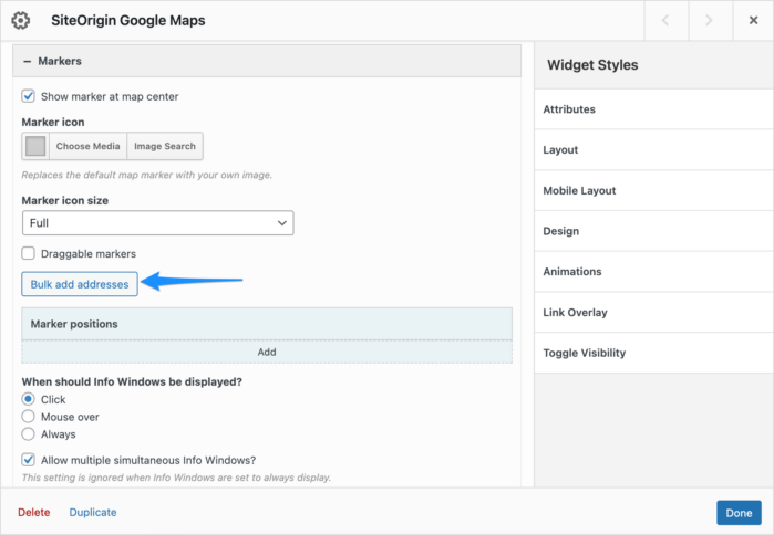 Bulk Addresses - SiteOrigin