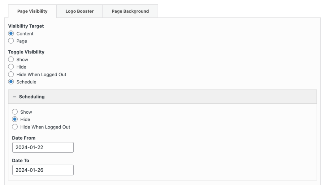 Toggle Visibility - SiteOrigin